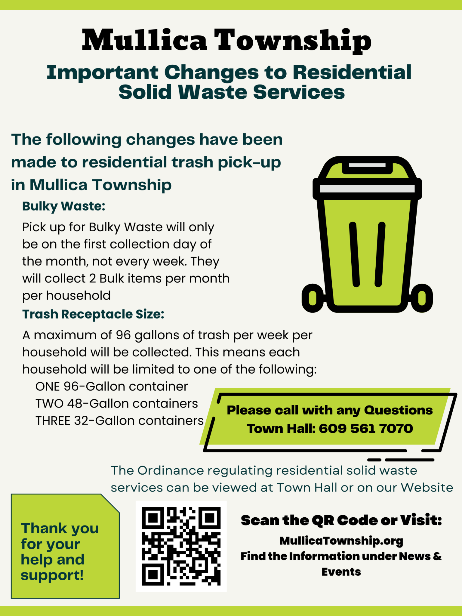 Important Changes to Residential Solid Waste Services – The Township of ...